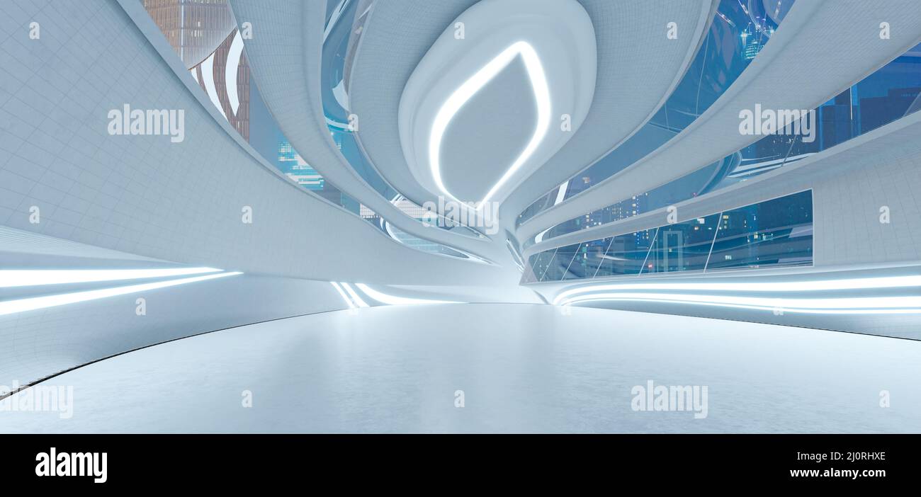 Futuristic streamlined interior space design Stock Photo - Alamy