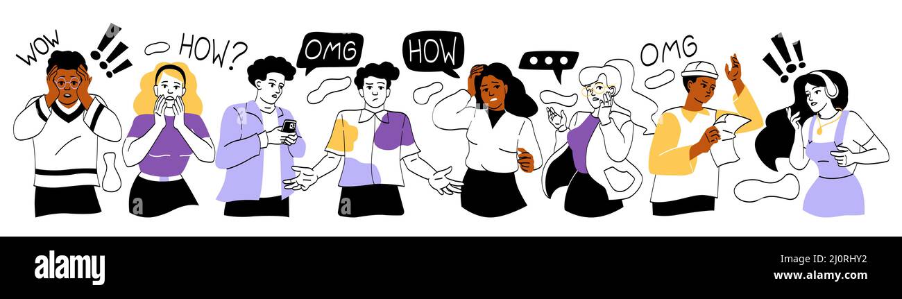 Shock and surprise reactions set Stock Vector Image & Art - Alamy