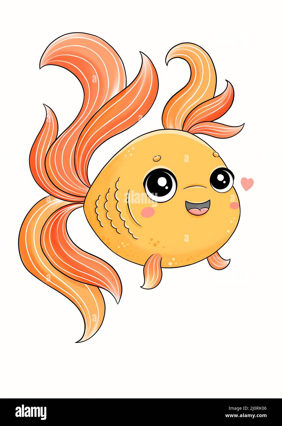 Cute little happy gold fish with heart Stock Photo - Alamy