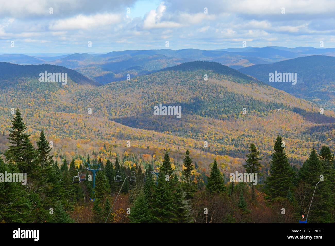 Mont Tremblant fall foliage, from top of Mont Tremblant in city of Mont ...