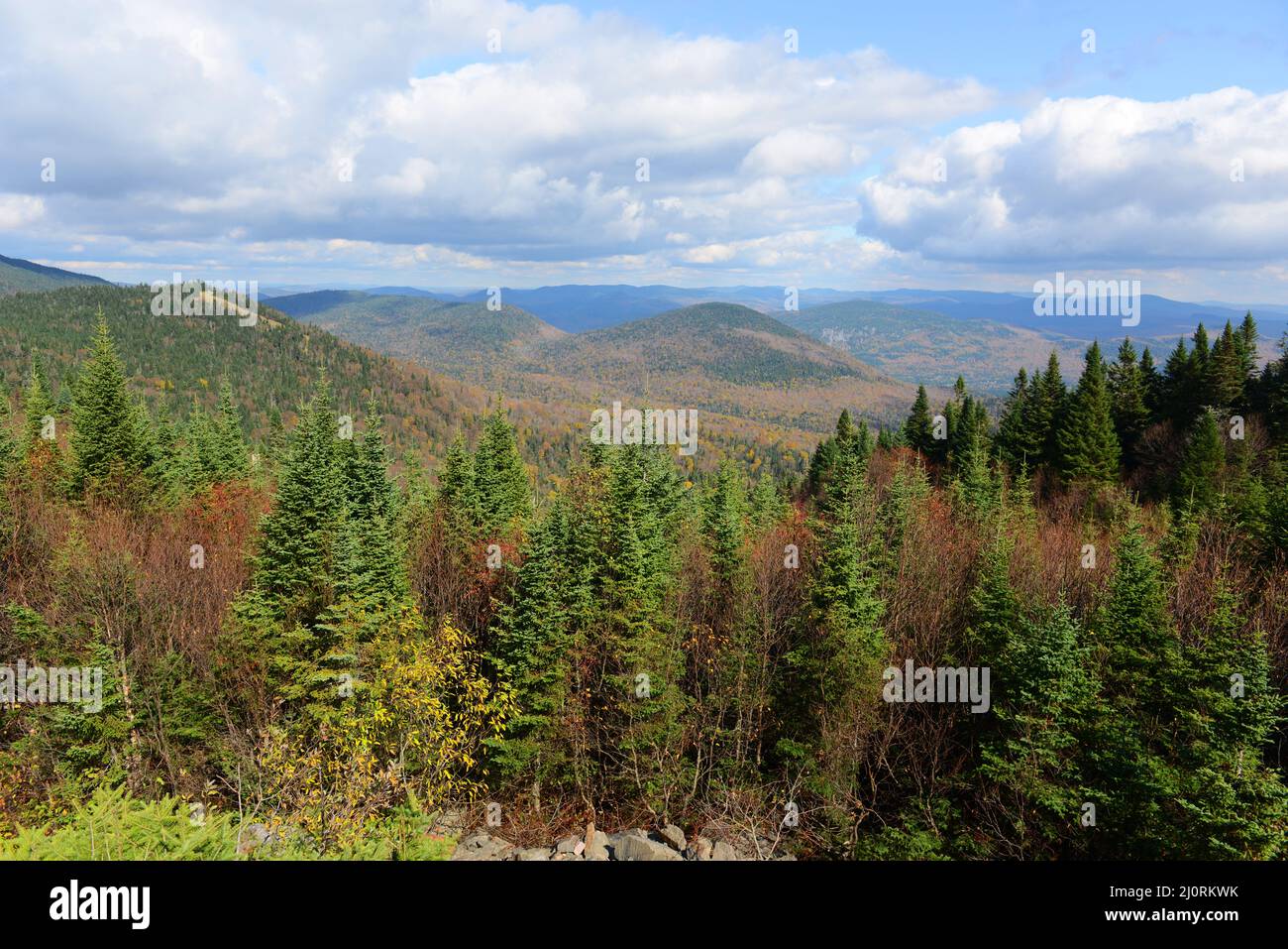 Mont Tremblant fall foliage, from top of Mont Tremblant in city of Mont ...