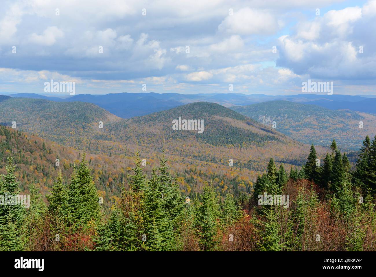 Mont Tremblant fall foliage, from top of Mont Tremblant in city of Mont ...