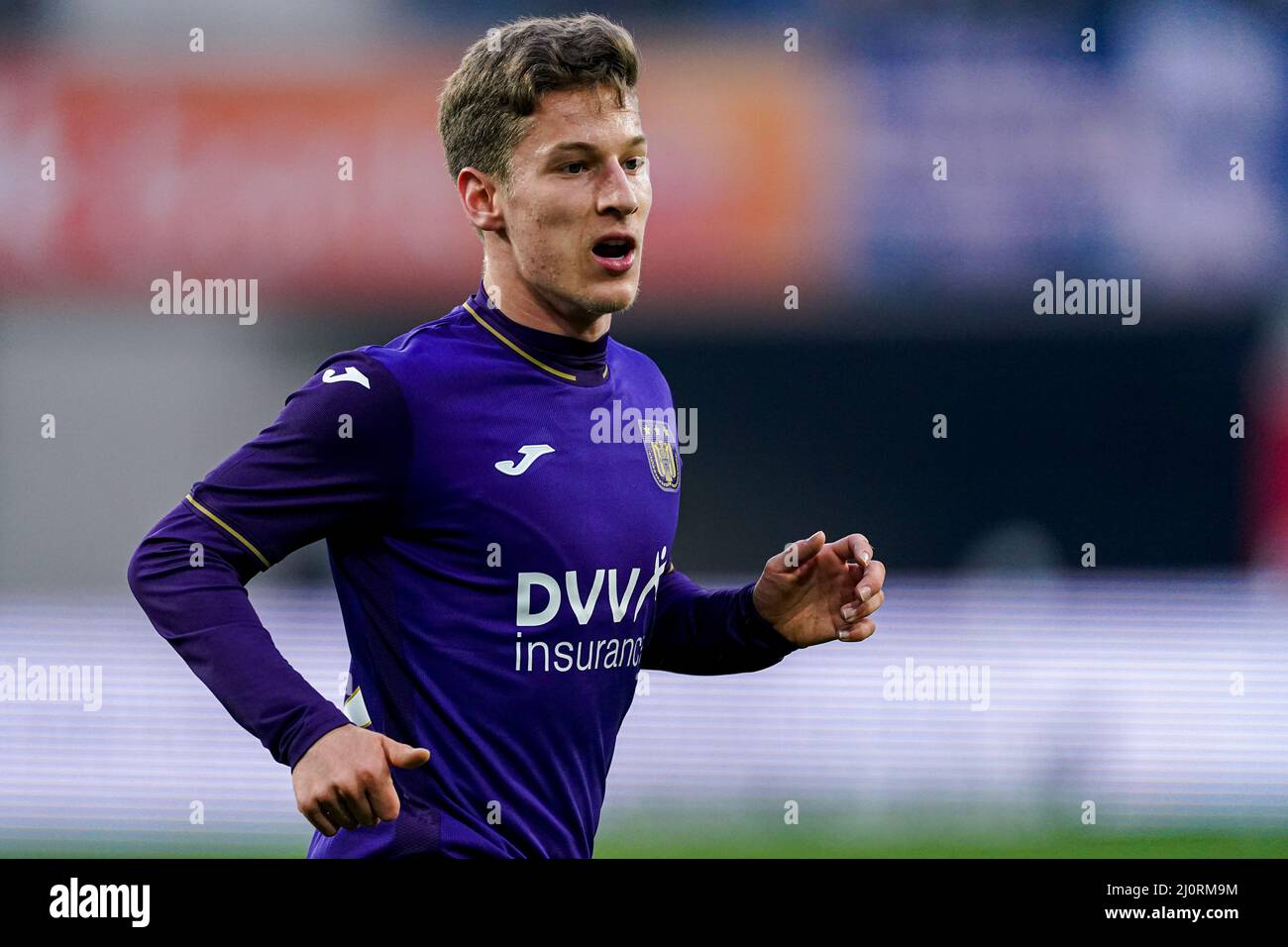 GENT, BELGIUM - MARCH 20: Yari Verschaeren of RSC Anderlecht during the ...