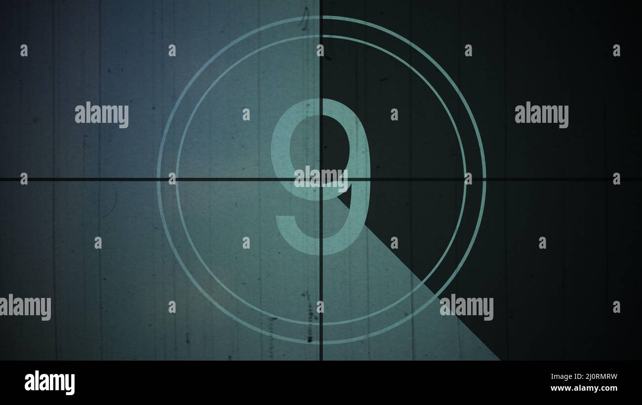 Film Vintage countdown number 9. Movie film strip with countdown number ...