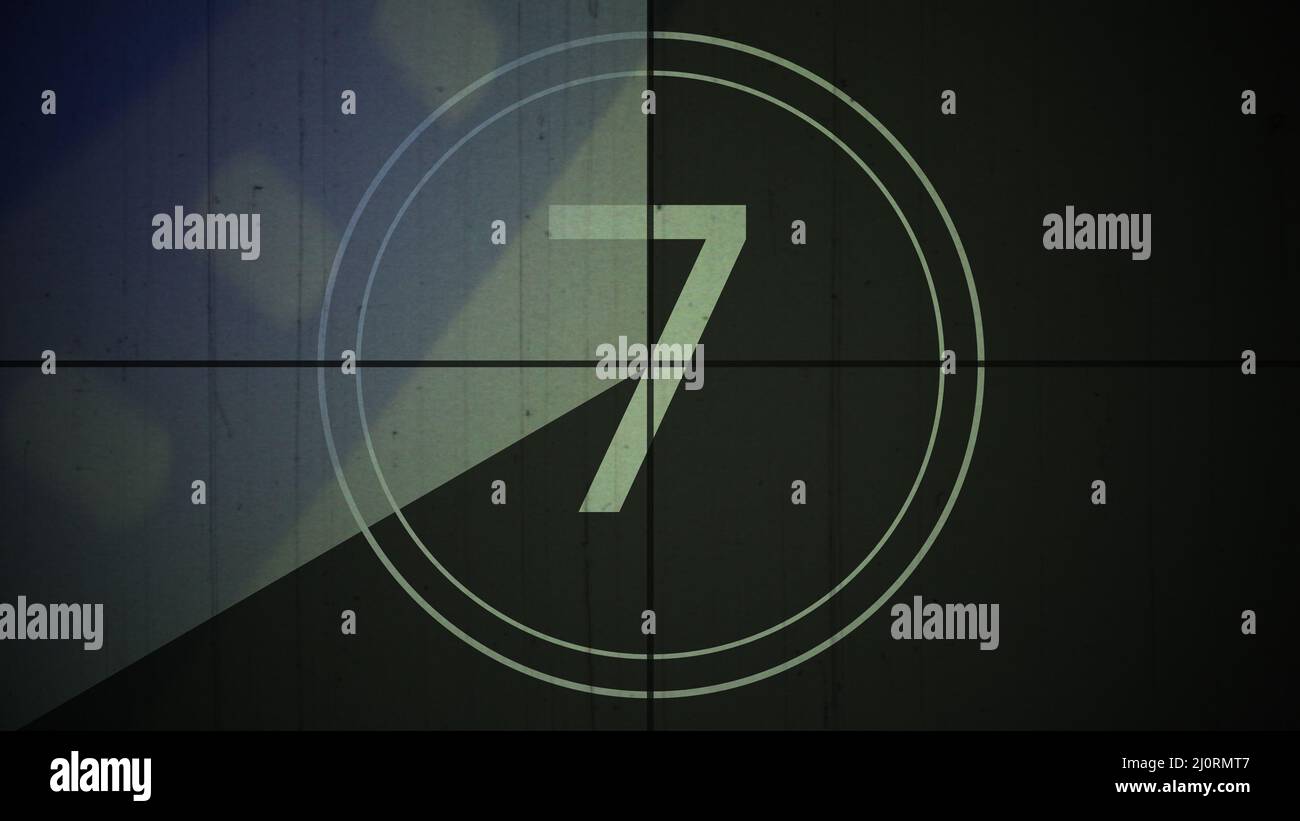 Film Vintage countdown number 7. Movie film strip with countdown number ...