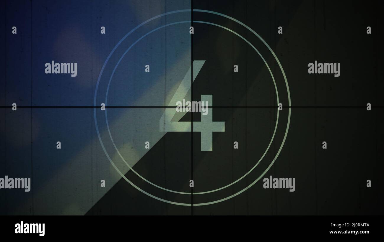 Film Vintage countdown number 4. Movie film strip with countdown number ...