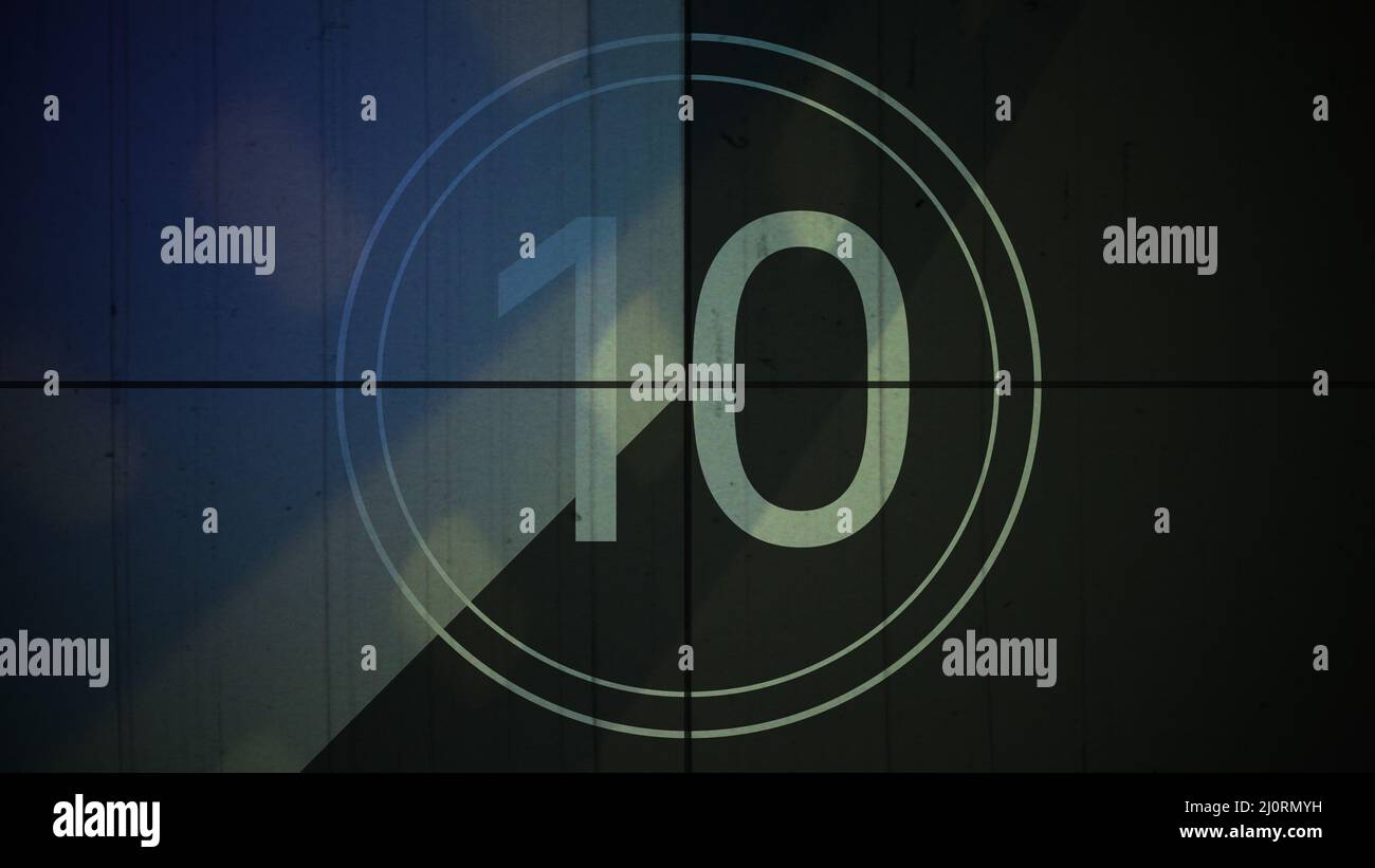 Film Vintage countdown number 10. Movie film strip with countdown ...