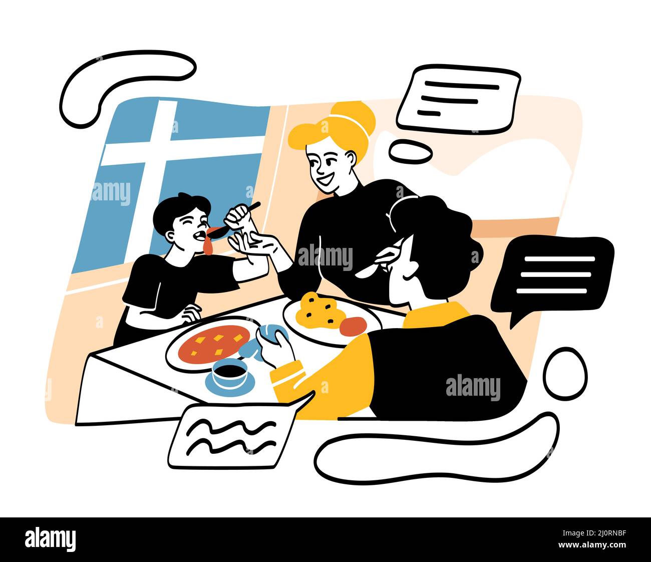 Happy family people eat Cut Out Stock Images & Pictures - Alamy