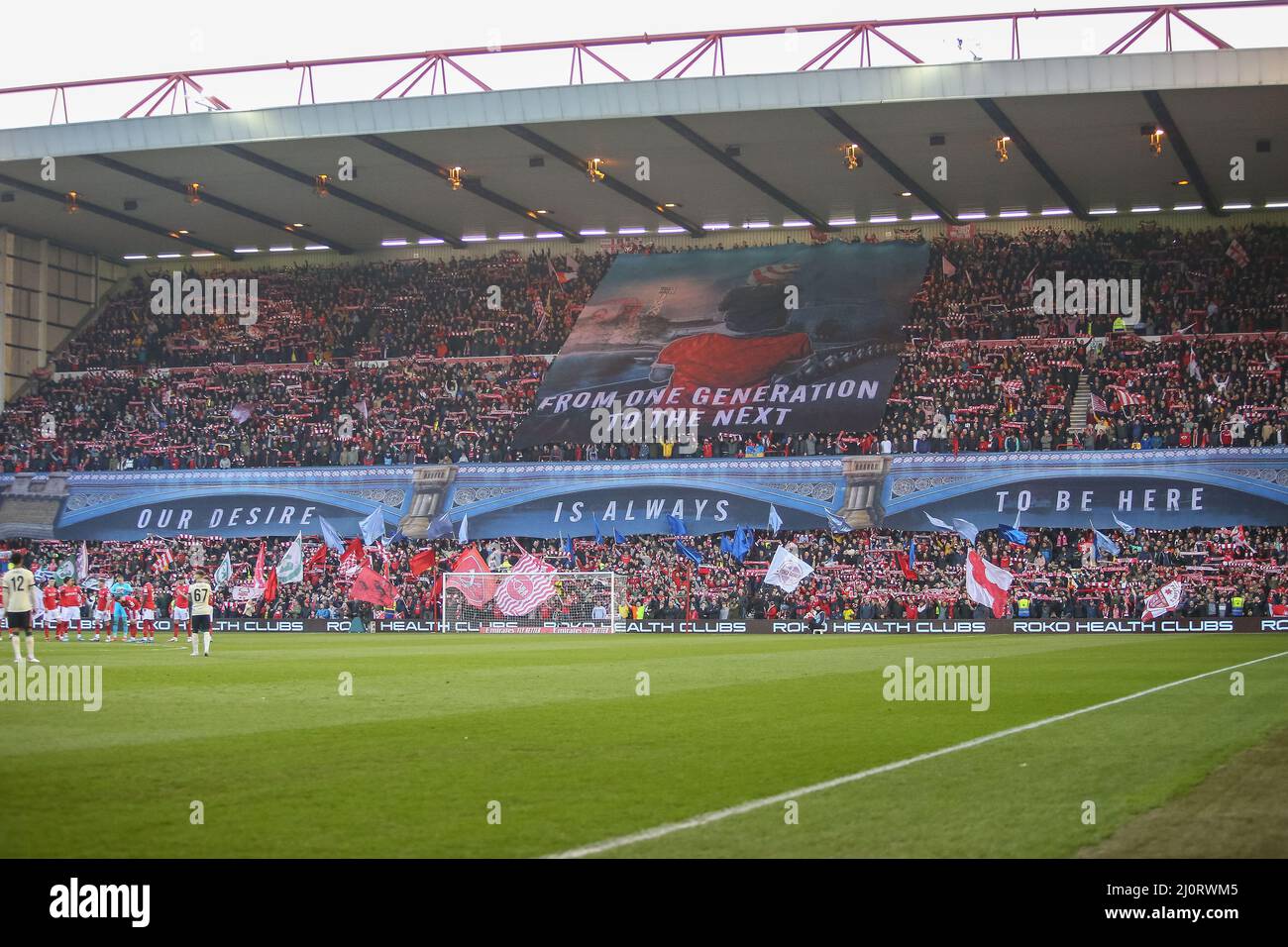 Nottingham Forest have a banner display before kick off Stock Photo - Alamy