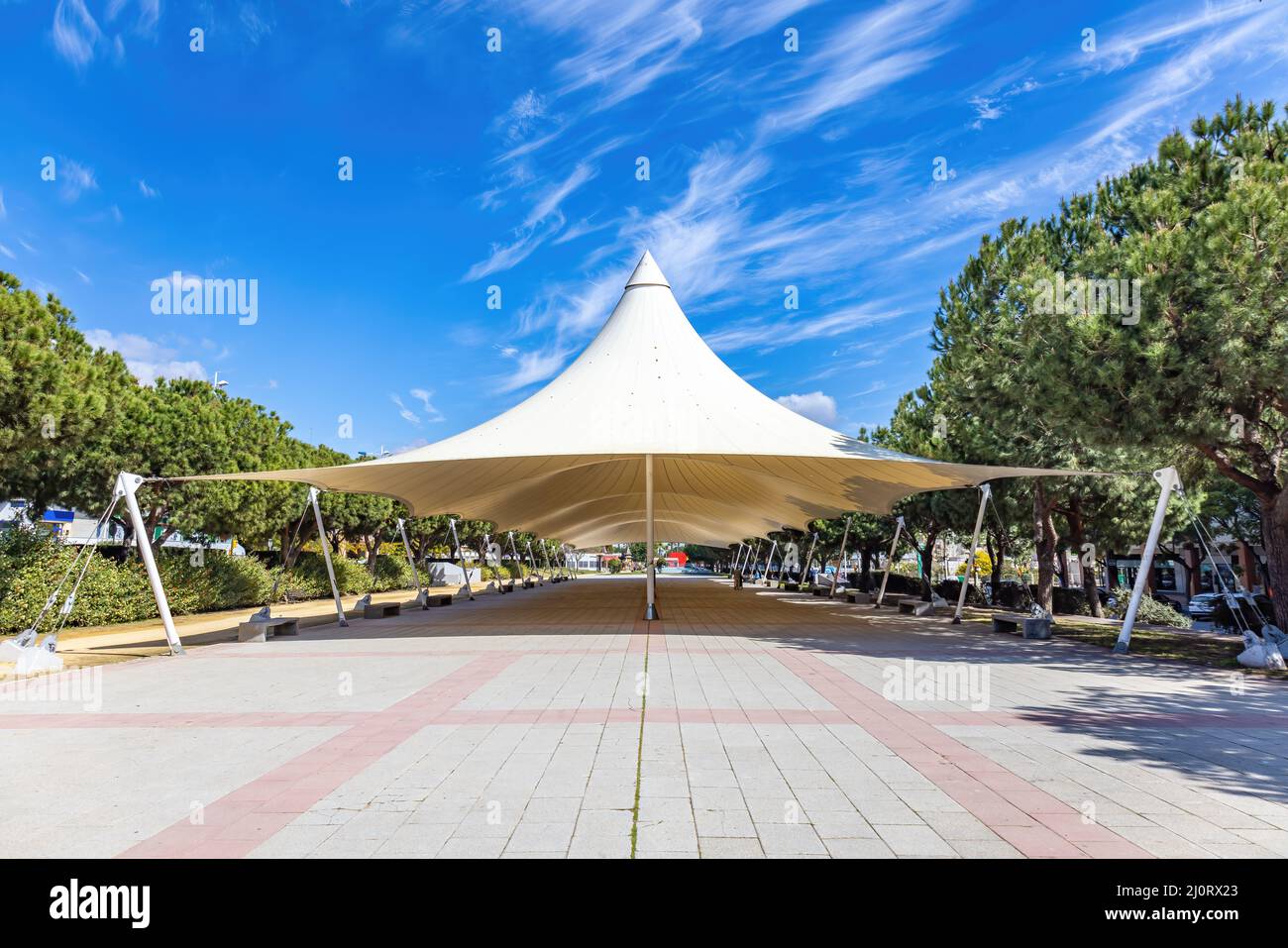 Marquee of Andalucía avenue in Huelva, the main avenue of the city with ...