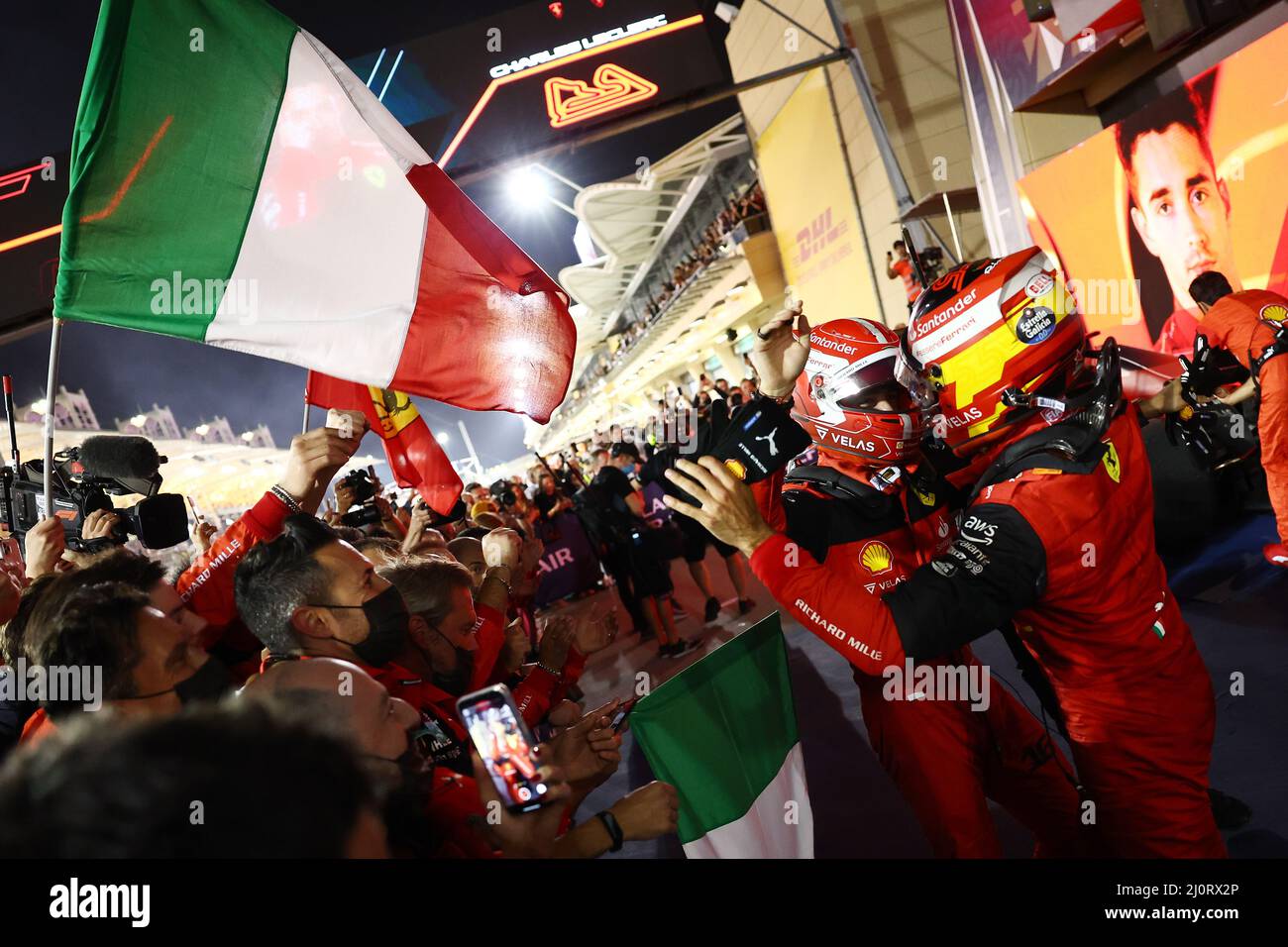 Sakhir, Bahrain. 20th Mar, 2022. Race winner Charles Leclerc (MON ...