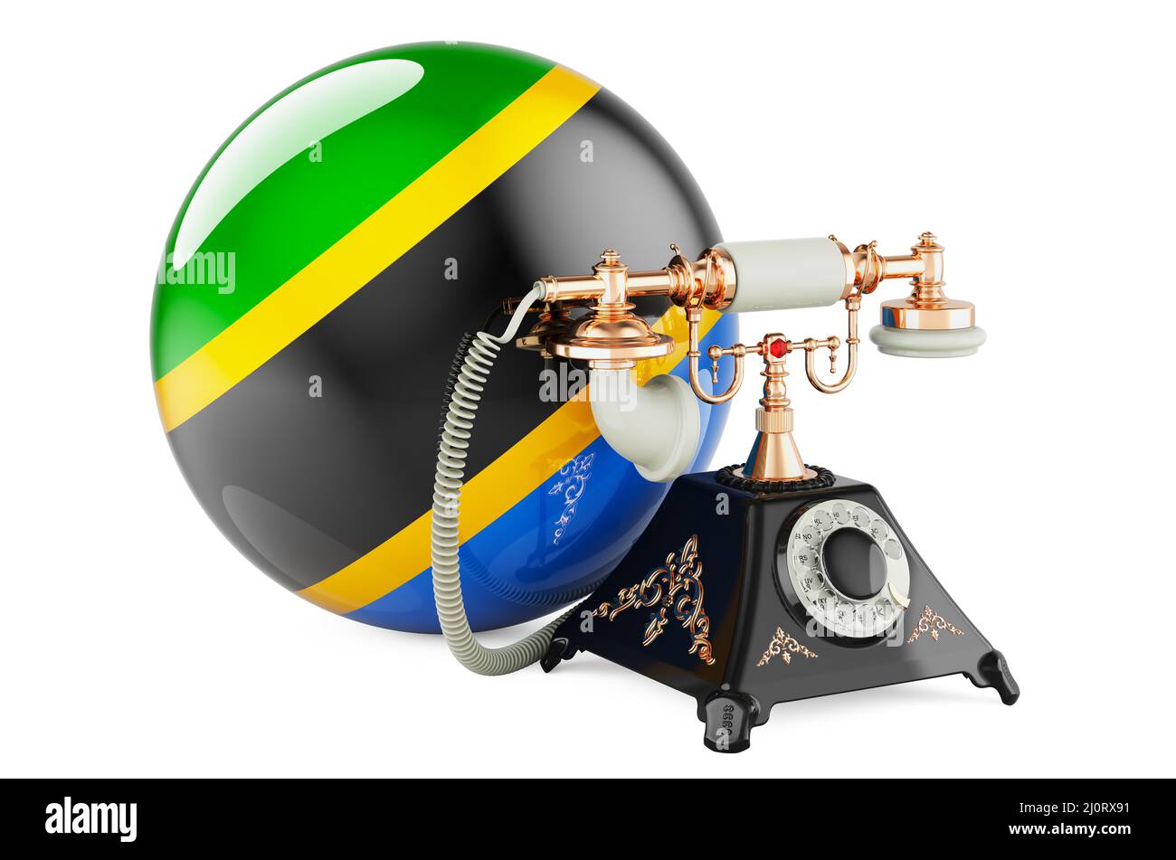 Phone with Tanzanian flag. Communication services in Tanzania, concept ...