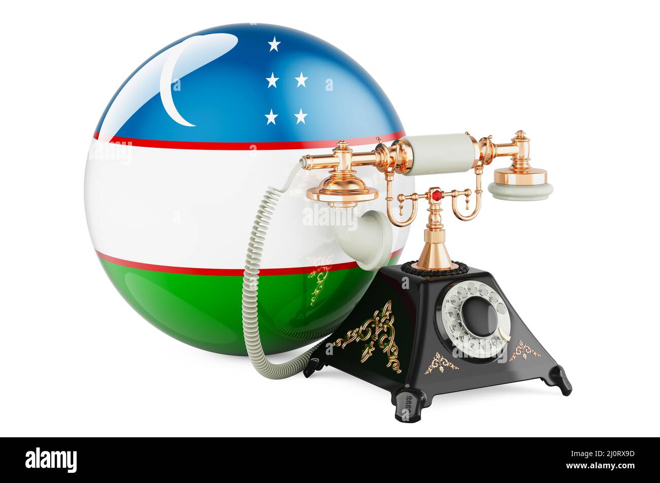 Phone with Uzbek flag. Communication services in Uzbekistan, concept ...