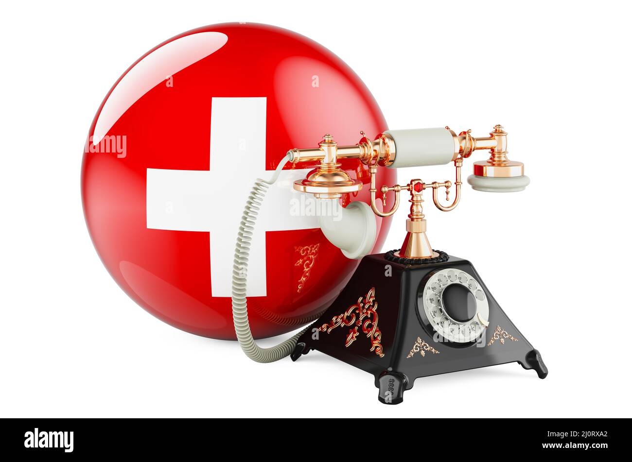 Phone with Swiss flag. Communication services in Switzerland, concept ...