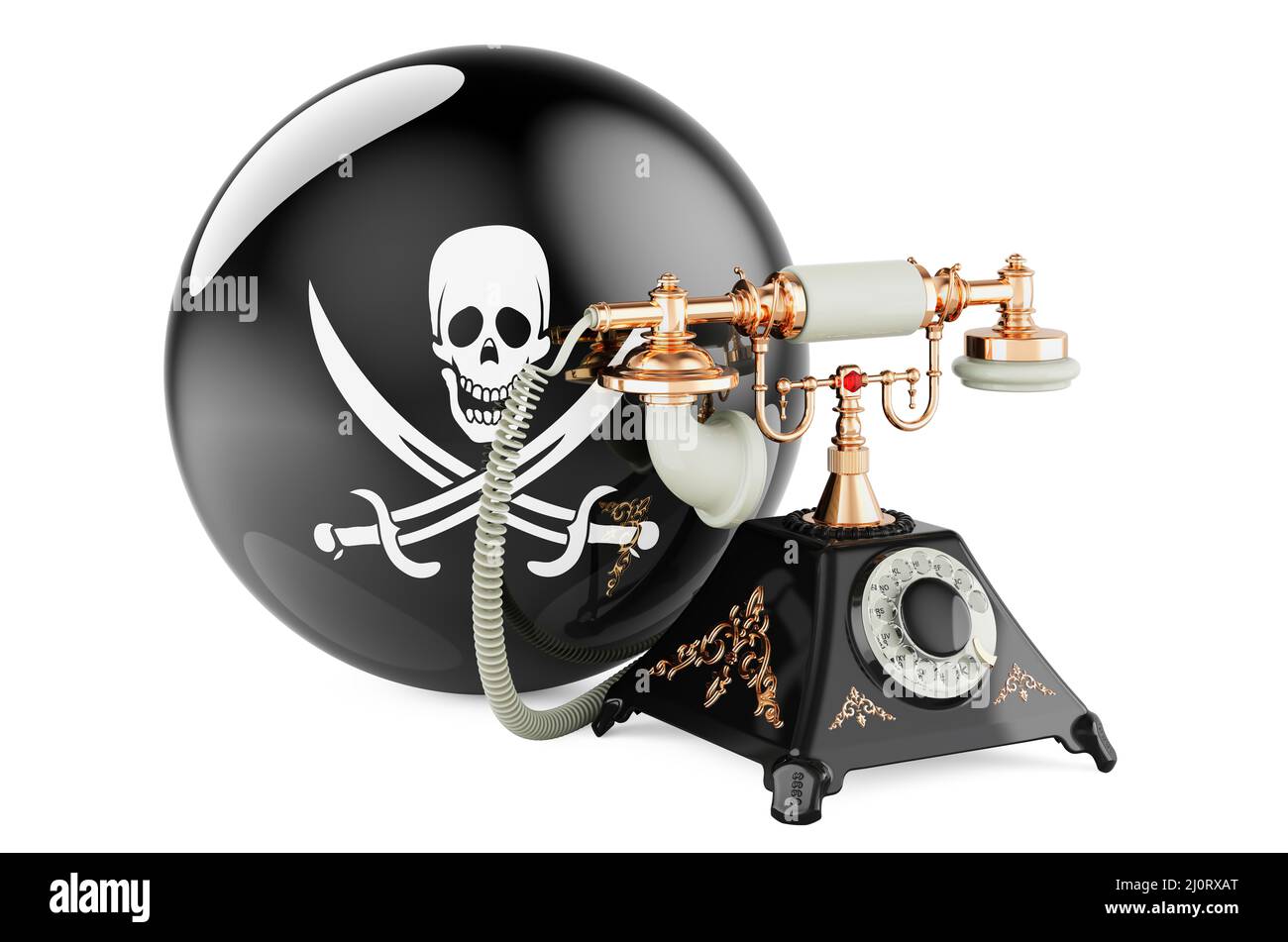 Phone with pirate flag. 3D rendering isolated on white background Stock ...