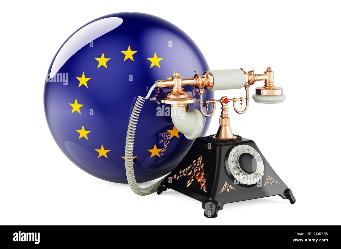 Phone with the EU flag. Communication services in the European Union ...