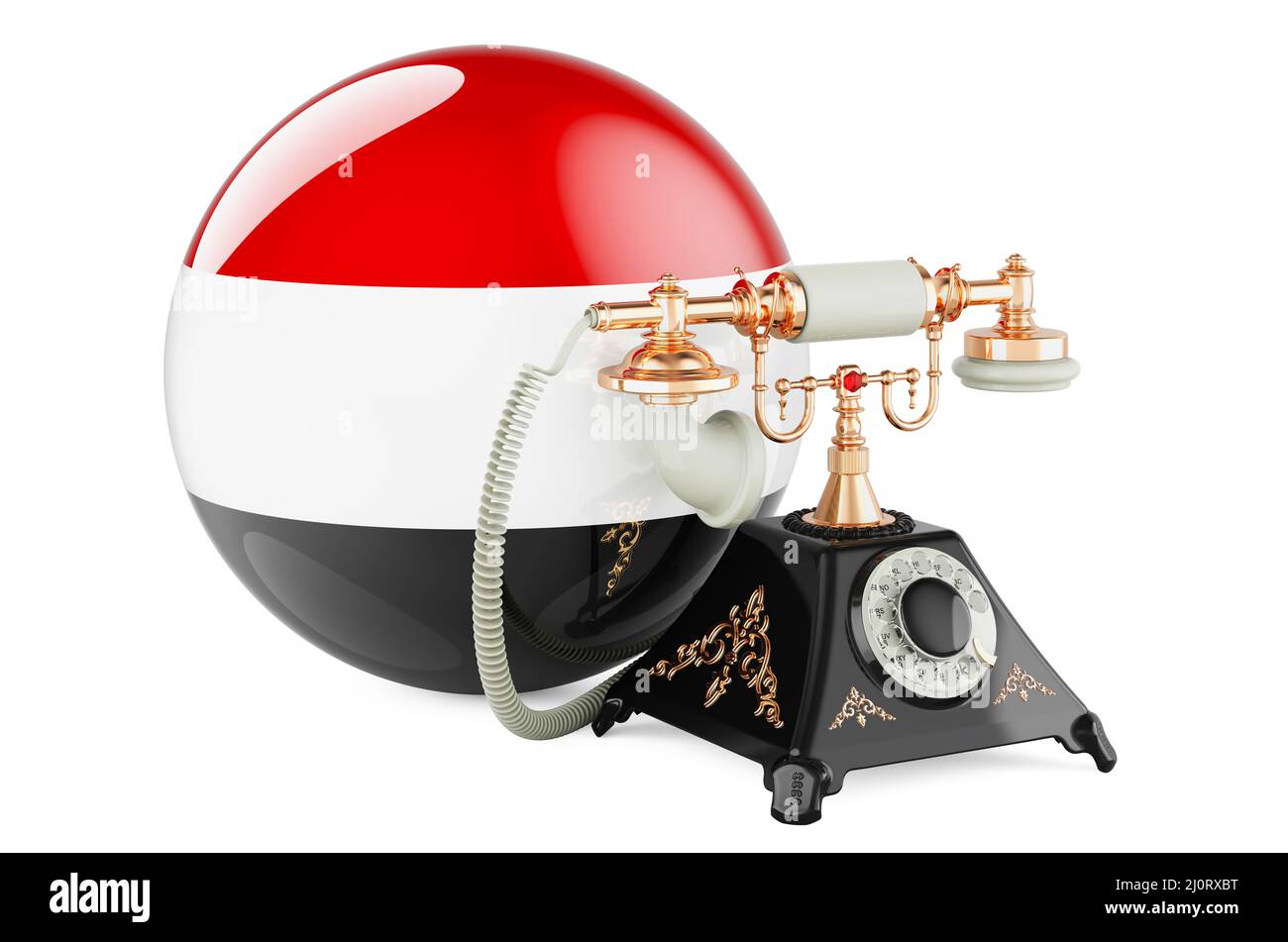 Phone with Yemeni flag. Communication services in Yemen, concept. 3D ...