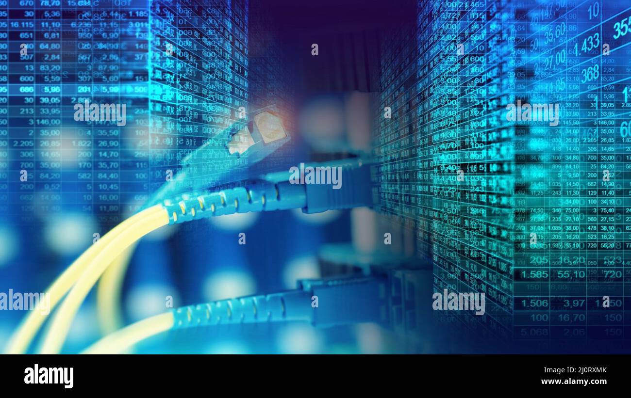 Fiber cables in servers, connectivity concept Stock Photo - Alamy