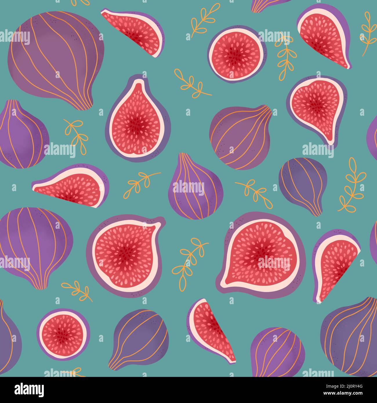 Seamless pattern with figs, fig tree, leaves Stock Photo - Alamy