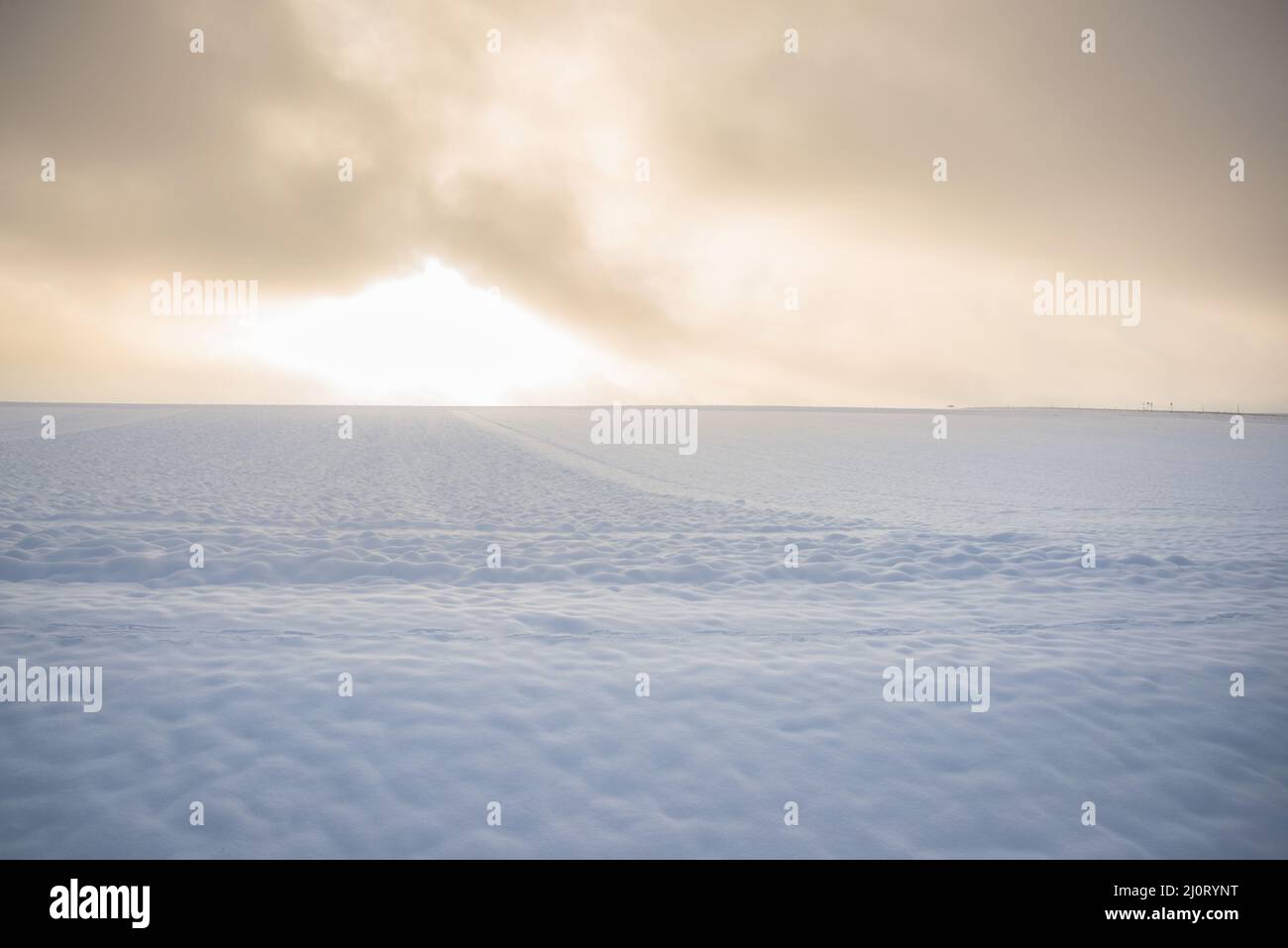 Field of snow with sky Stock Photo - Alamy