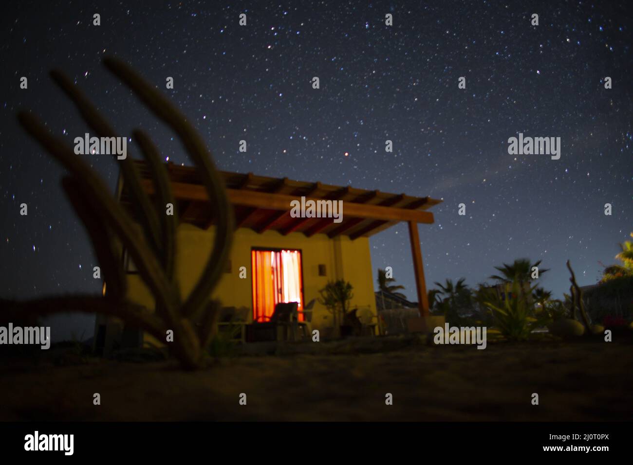 Stars at night in front of a casida in Baja Mexico Stock Photo - Alamy