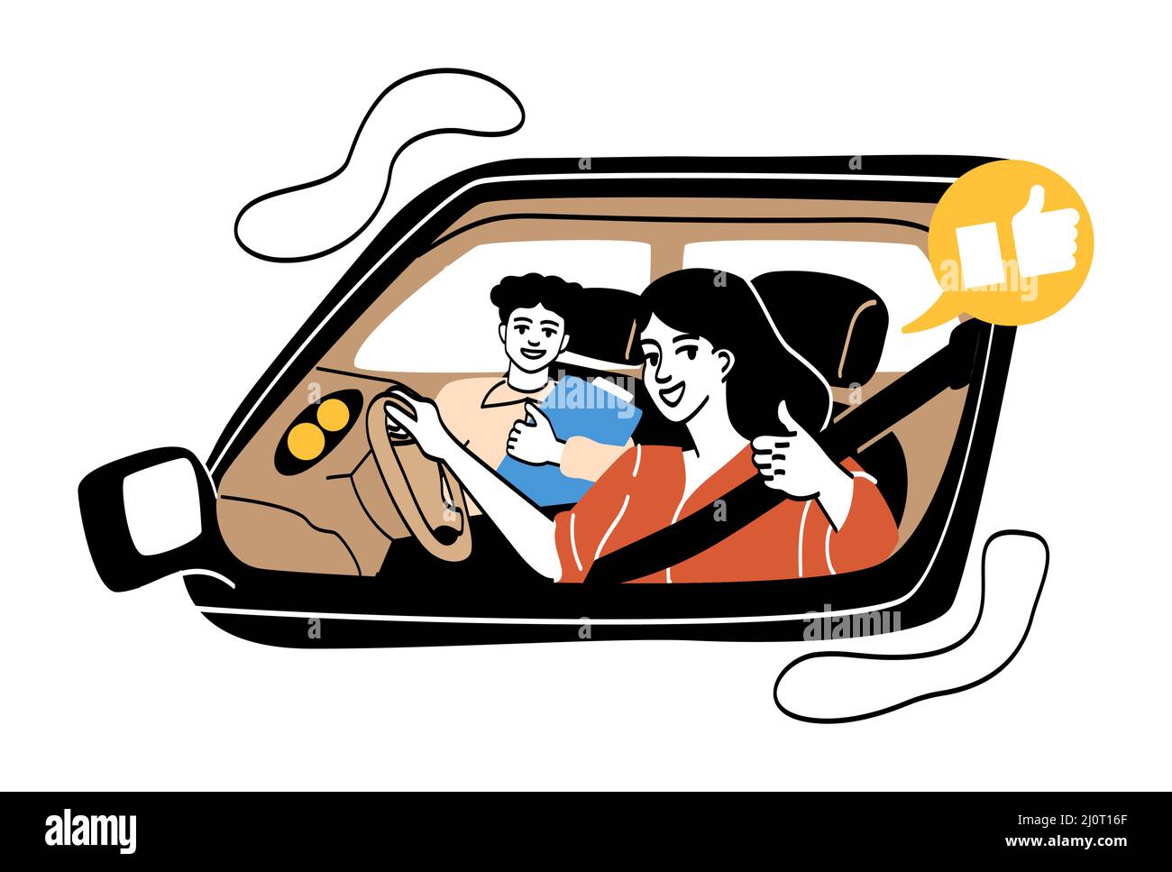 Woman drive car man road Cut Out Stock Images & Pictures - Alamy