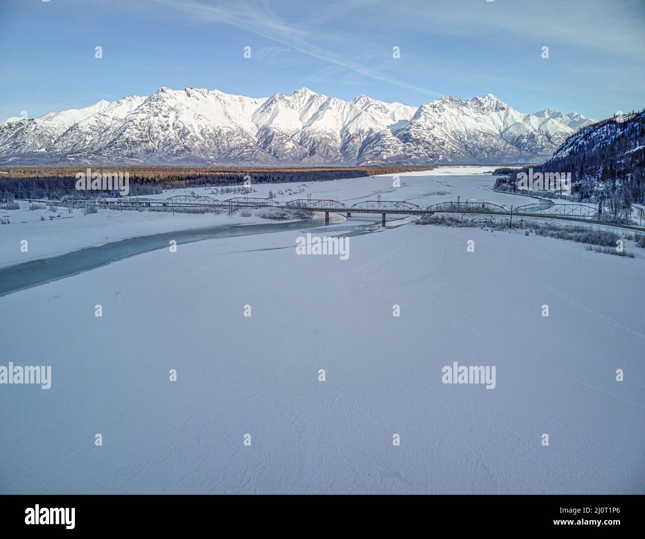 Aerial view of the Knik River Bridge in Palmer, Alaska Stock Photo - Alamy