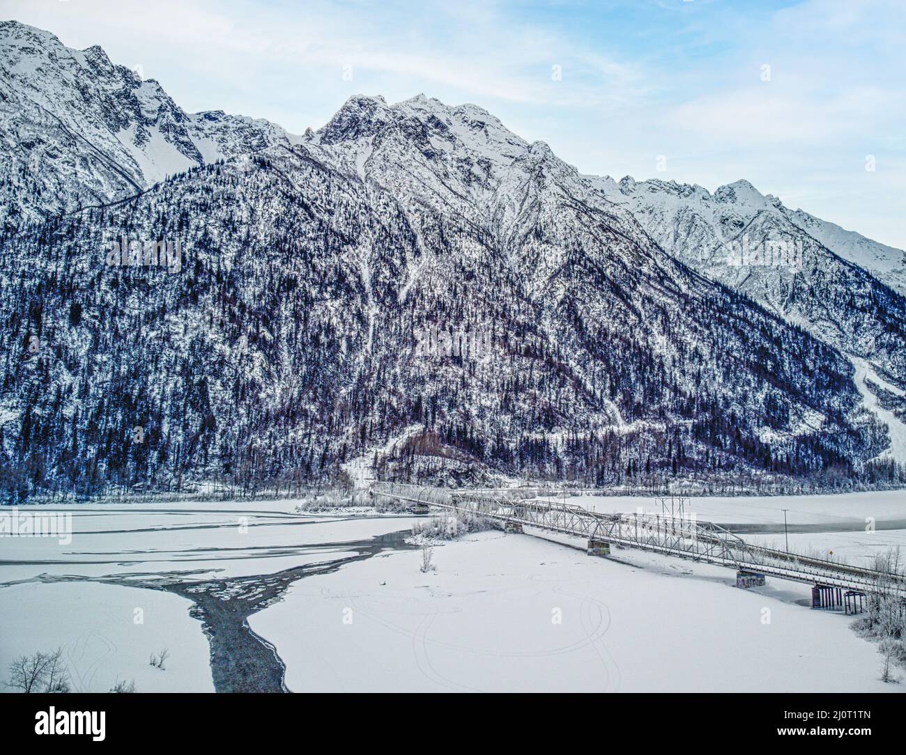 Aerial view of the Knik River Bridge in Palmer, Alaska Stock Photo - Alamy