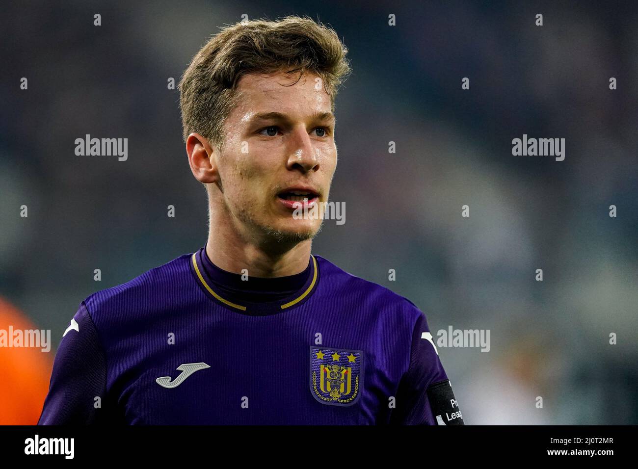 GENT, BELGIUM - MARCH 20: Yari Verschaeren of RSC Anderlecht during the ...