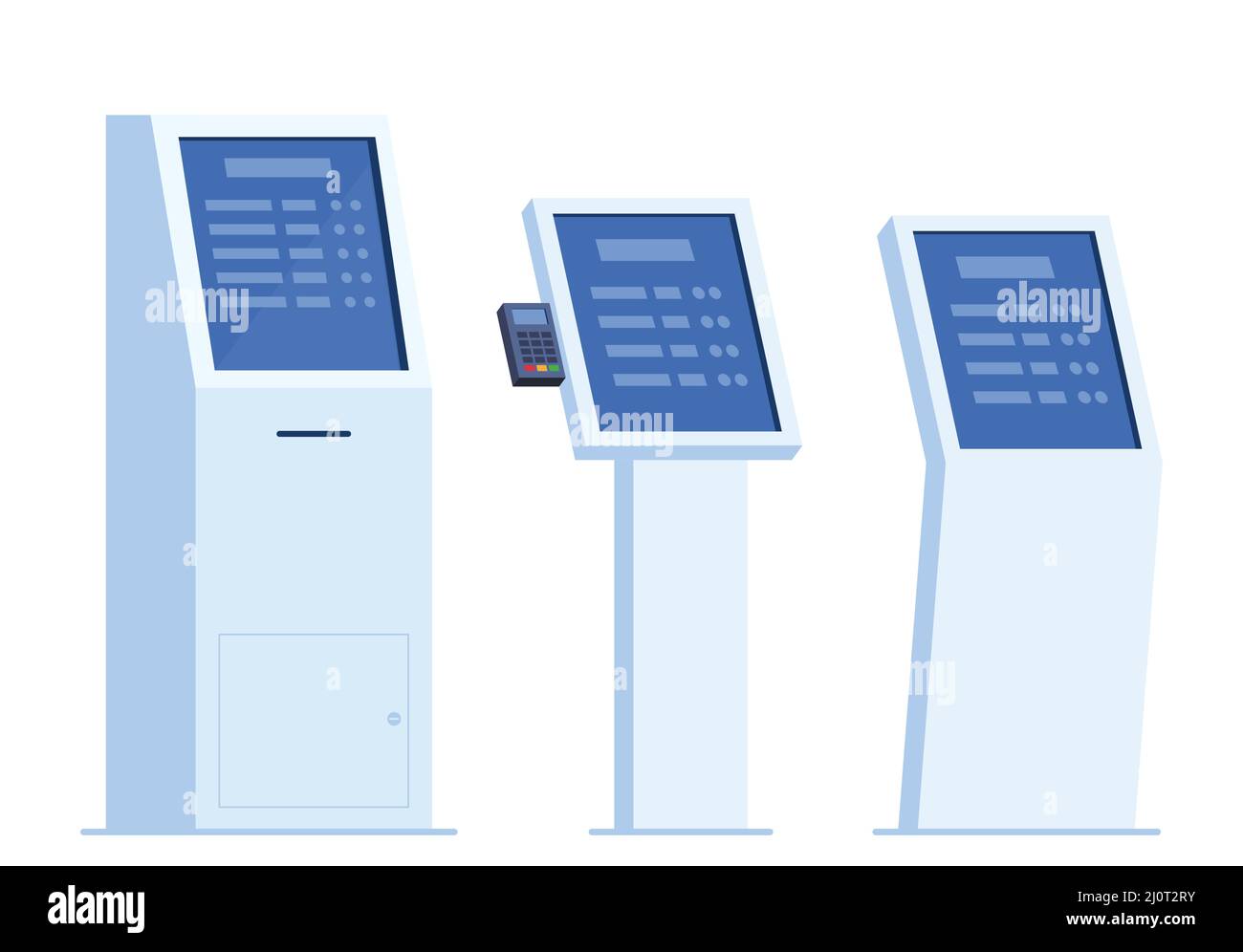 Self-service payment and information electronic terminal with touch screen, set of elements ...