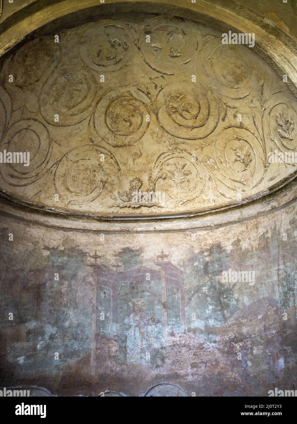 Floral motifs stucco of the Casa del Menandro, Pompeii Stock Photo - Alamy