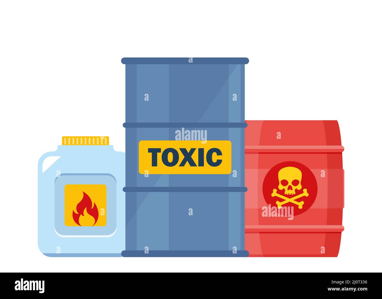Set of containers with toxic and chemical substances. Dangerous Toxic ...
