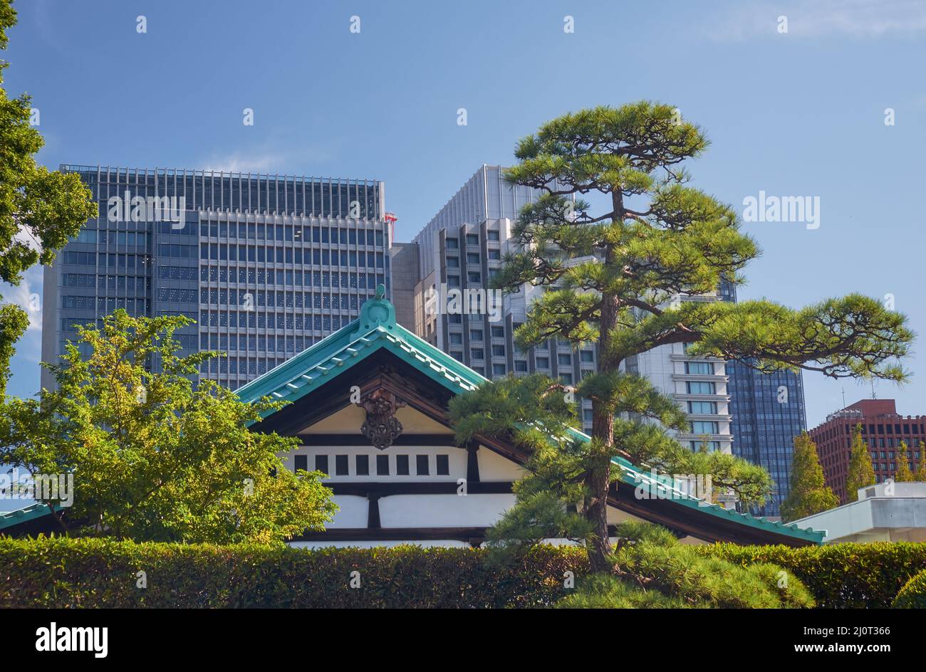 The old and modern buildings as seen from the territory of Tokyo ...