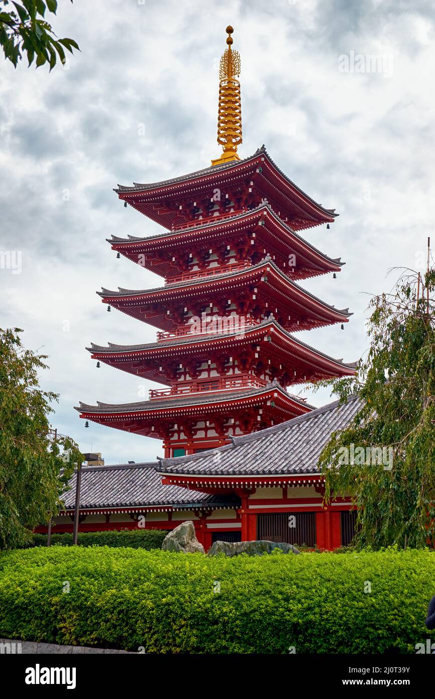 Five-storey pagoda of Sensoji Kannon temple in Asakusa. Tokyo. J Stock ...