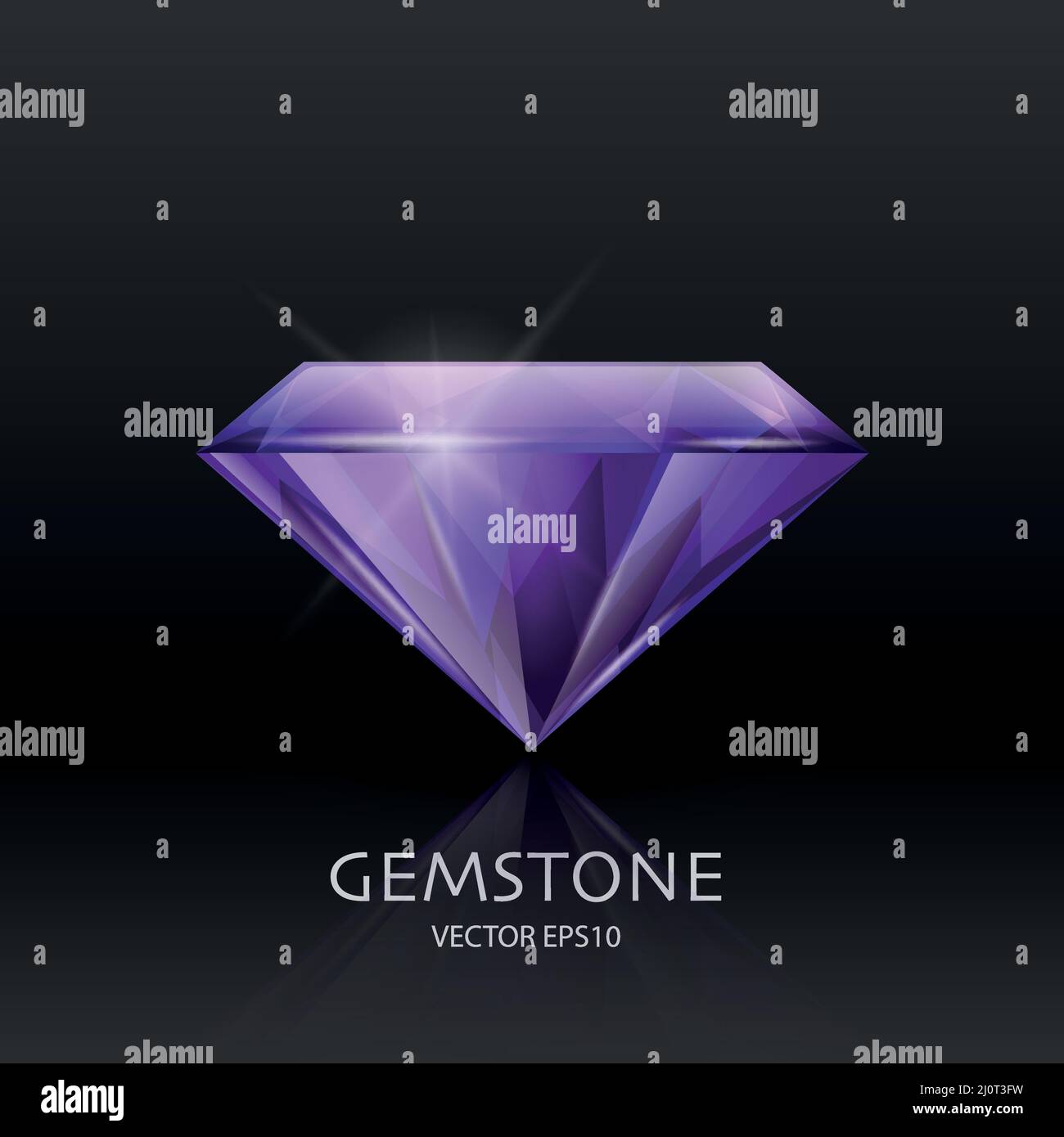 Vector Banner with 3d Realistic Purple Transparent Gemstone, Diamond ...