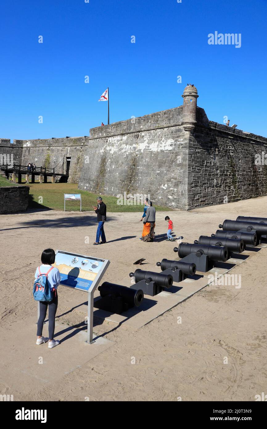 Ancient cannons display in front of Castillo De San Marcos National ...