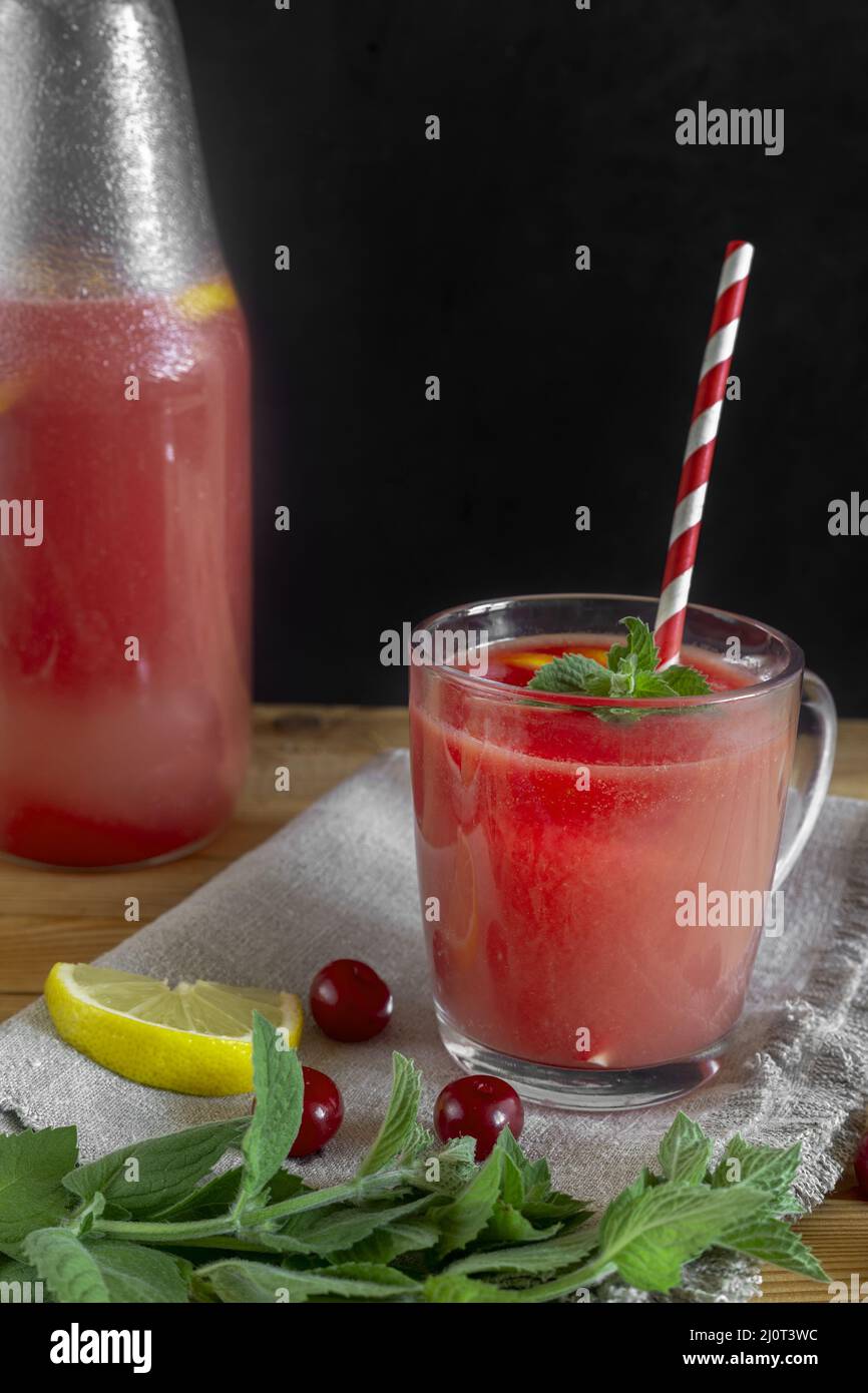 Watermelon juice lemon cherry hi-res stock photography and images - Alamy