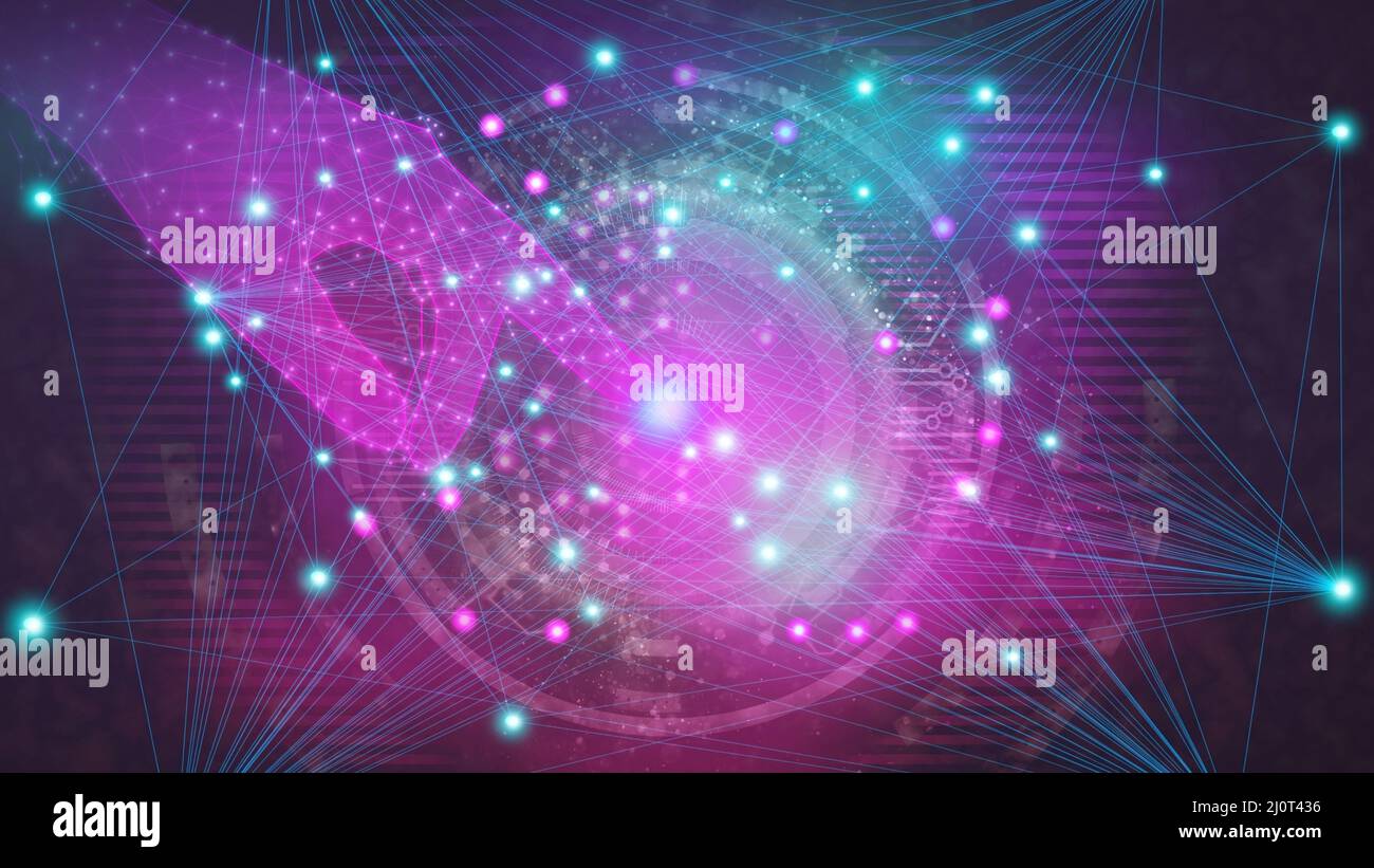 Robot hand touches a point on cyberspace, data flow, data analytics ...