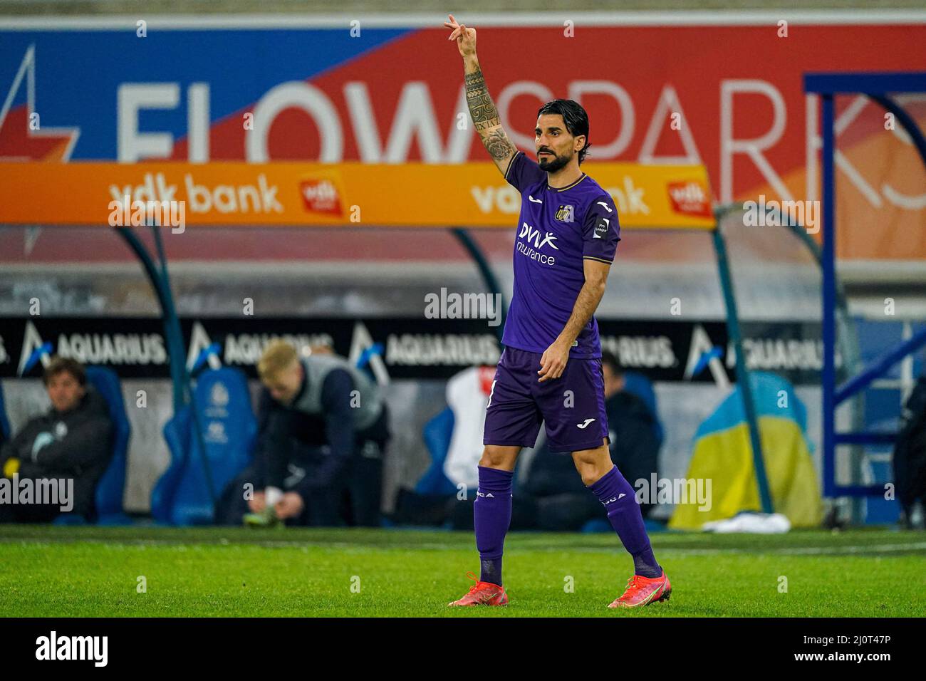 GENT, BELGIUM - MARCH 20: Lior Refaelov of RSC Anderlecht during the ...