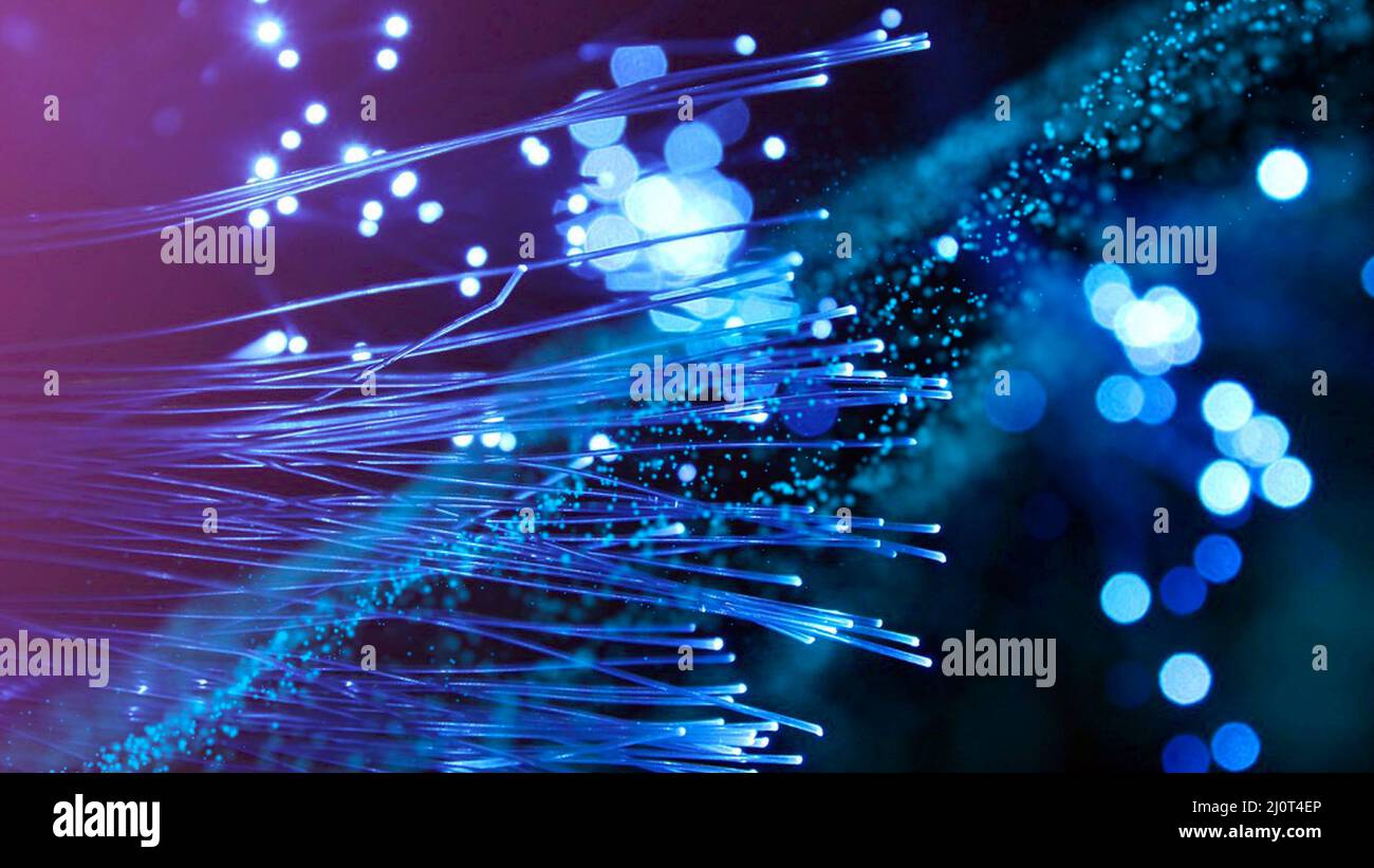 Fiber wires flowing through cyberspace with data, optical fiber wires ...