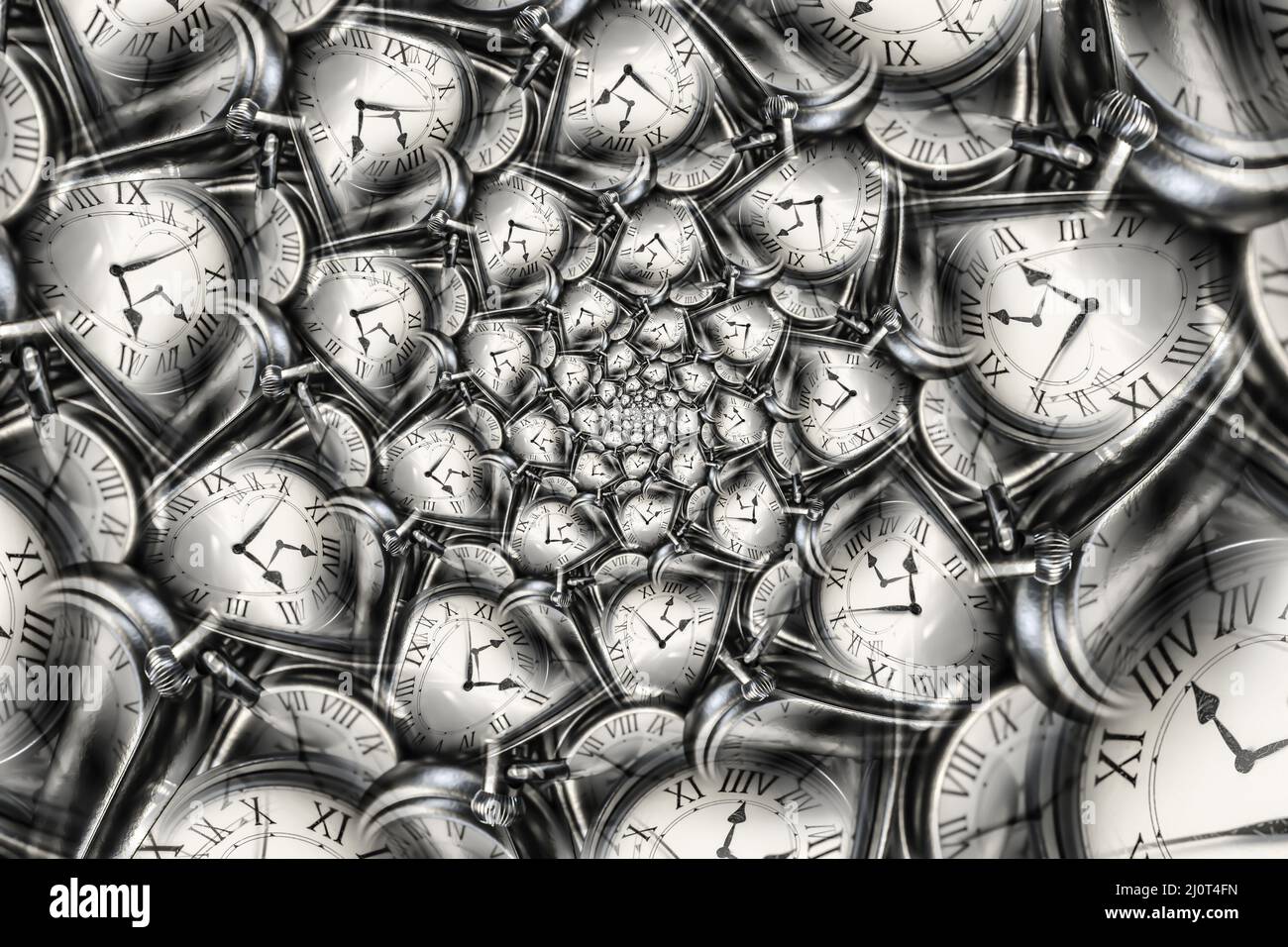 Droste effect background with infinite clock spiral. Abstract design ...