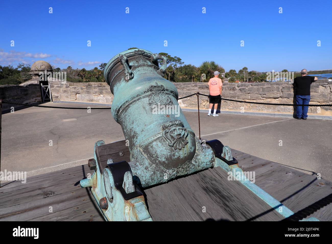 An ancient Spanish mortar on the top of Castillo De San Marcos National ...