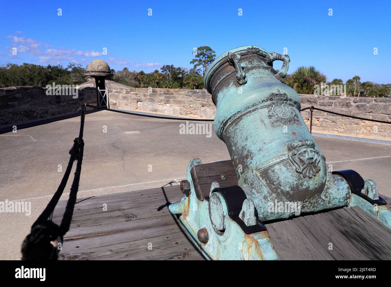 An ancient Spanish mortar on the top of Castillo De San Marcos National ...