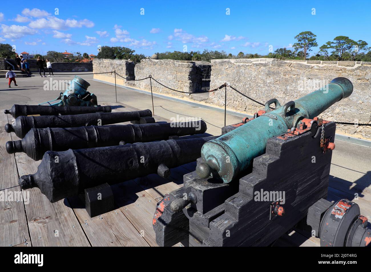 Ancient Spanish Cannons and mortar display on the top Castillo De San ...