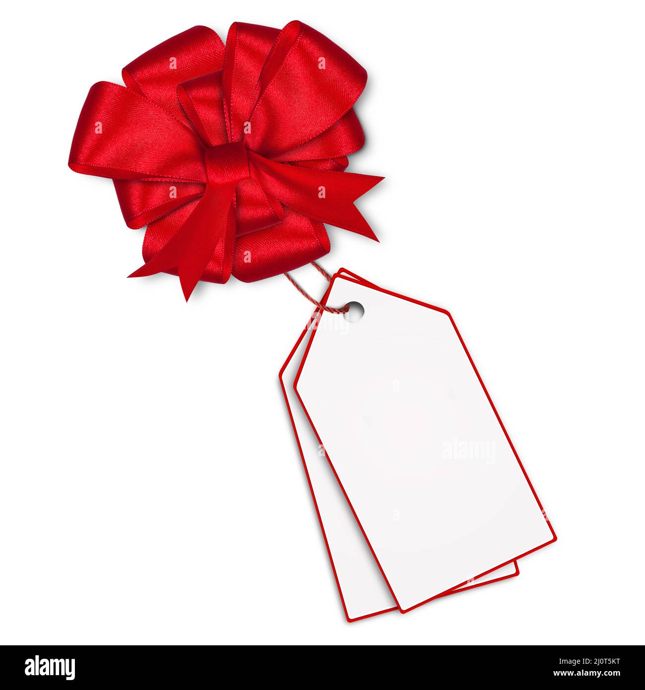 Gift card note with ribbon on isolated background Stock Photo - Alamy