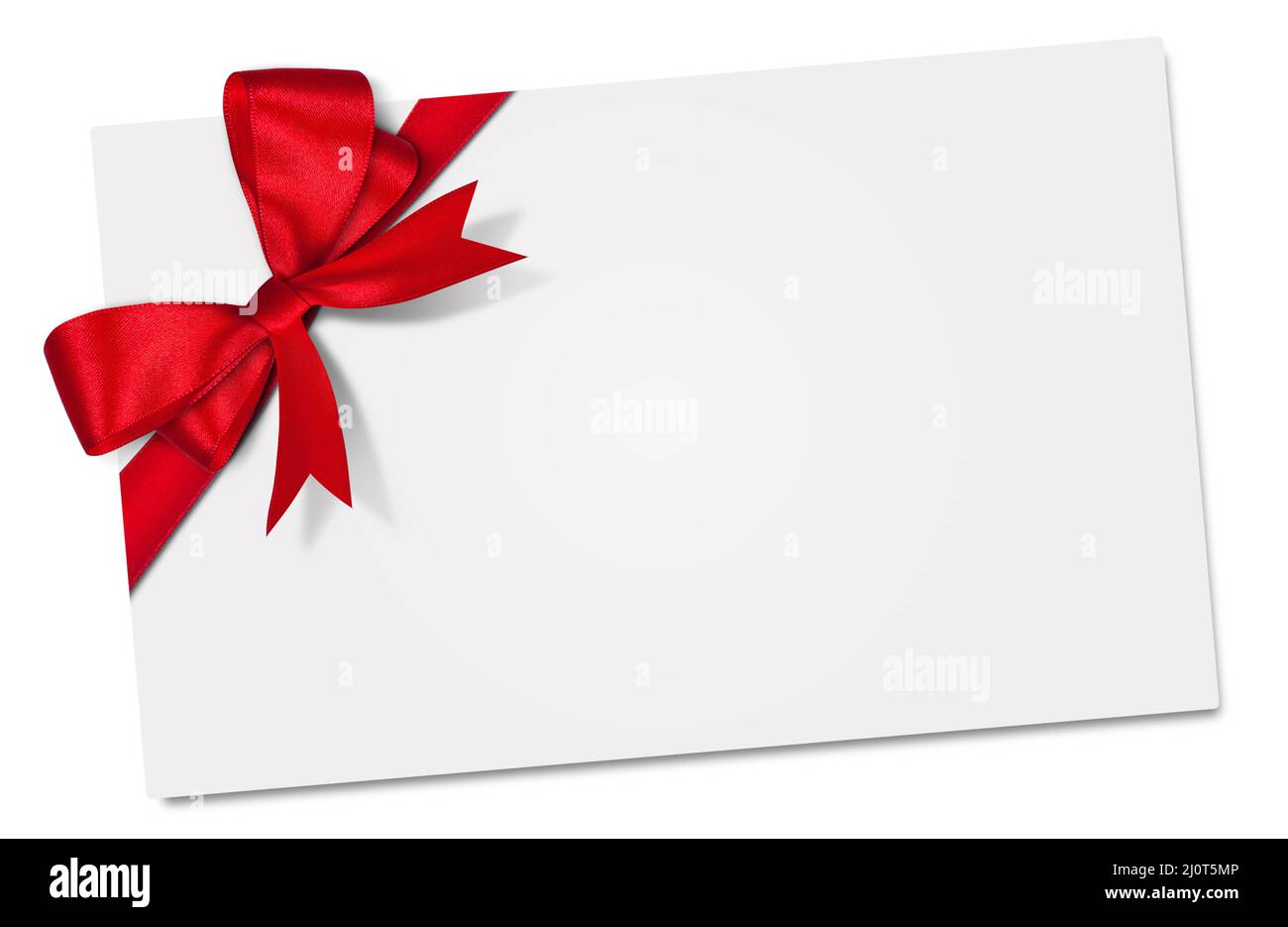 Gift card note with ribbon on isolated background Stock Photo - Alamy