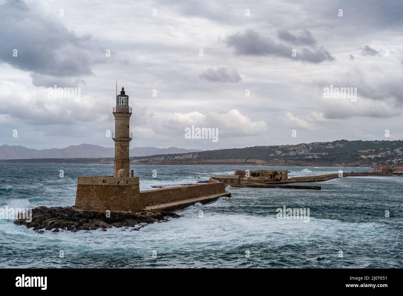 Chania lighthouse, Chania Crete, Greece Stock Photo - Alamy