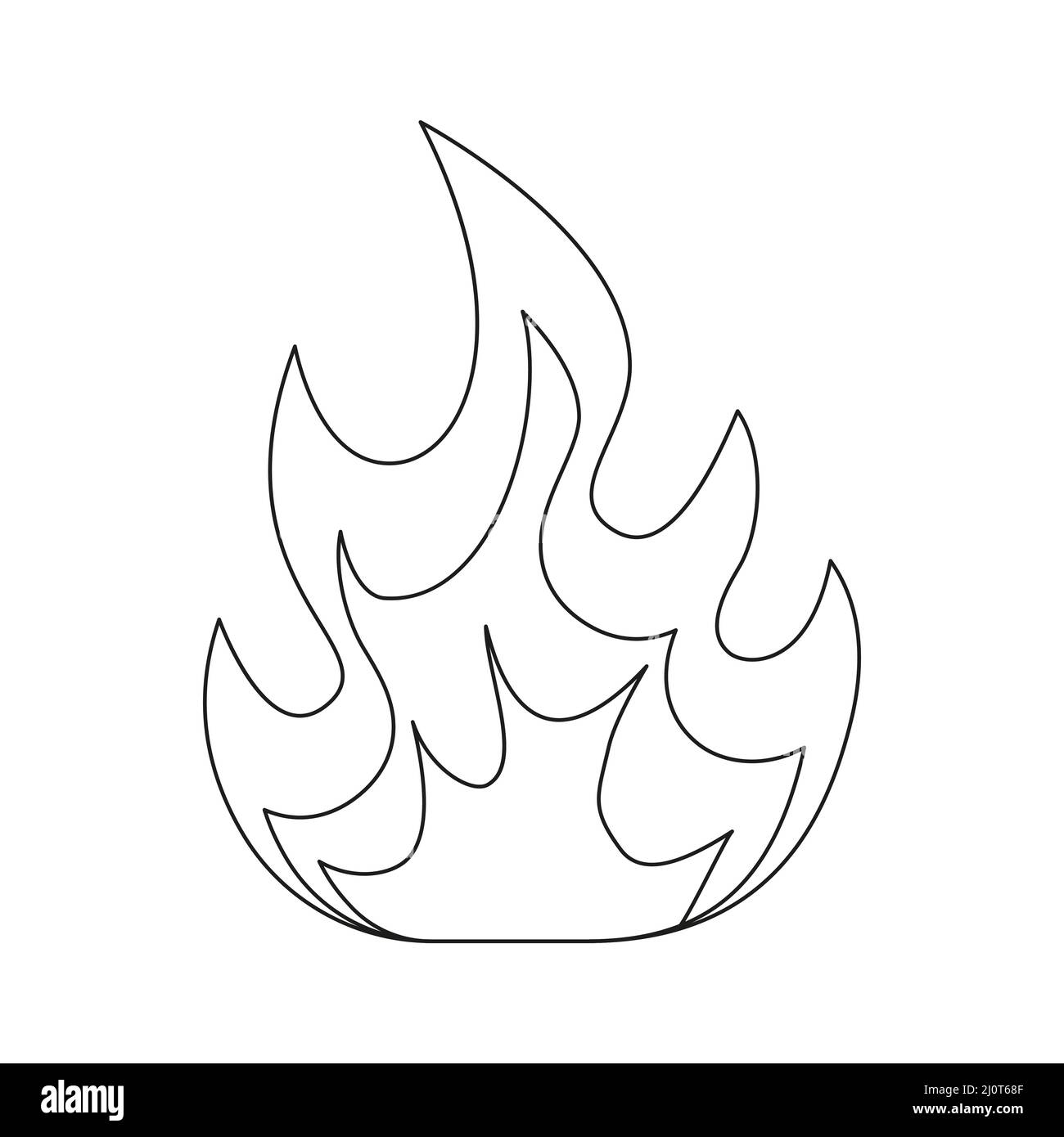Fire line symbol. Fire flame outline shape. Warning linear sign. Vector ...