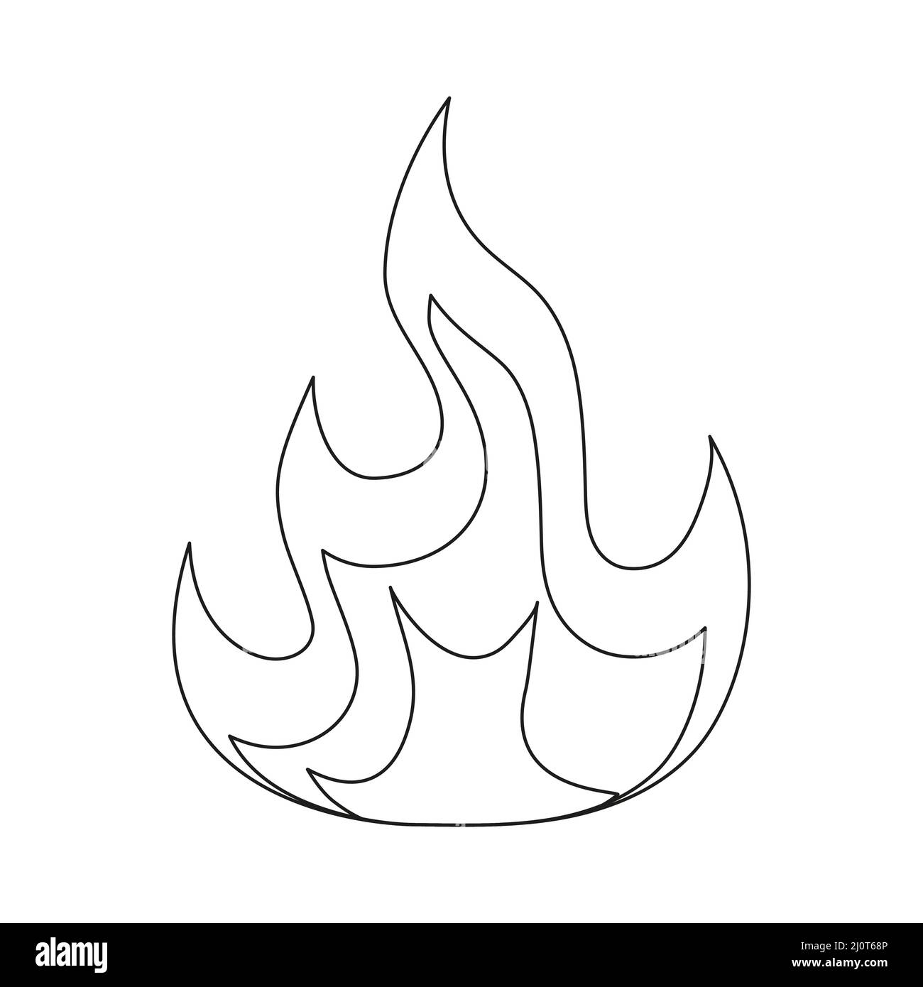 Fire line symbol. Fire flame outline shape. Warning linear sign. Vector ...