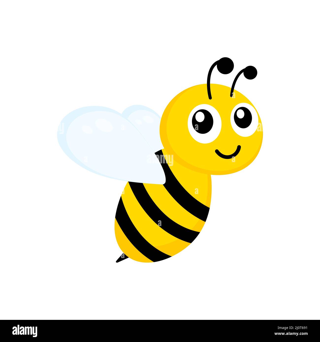 Cute yellow bee. Happy bee character with kind eyes. Vector isolated on ...